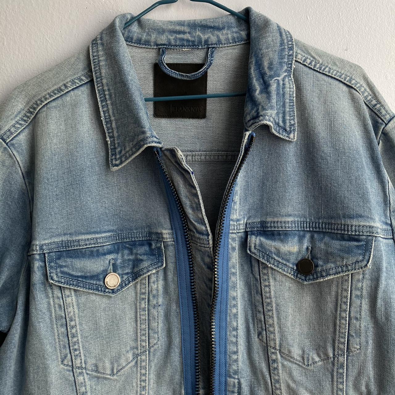 BLANK NYC Light wash denim jacket 4 front pockets... - Depop