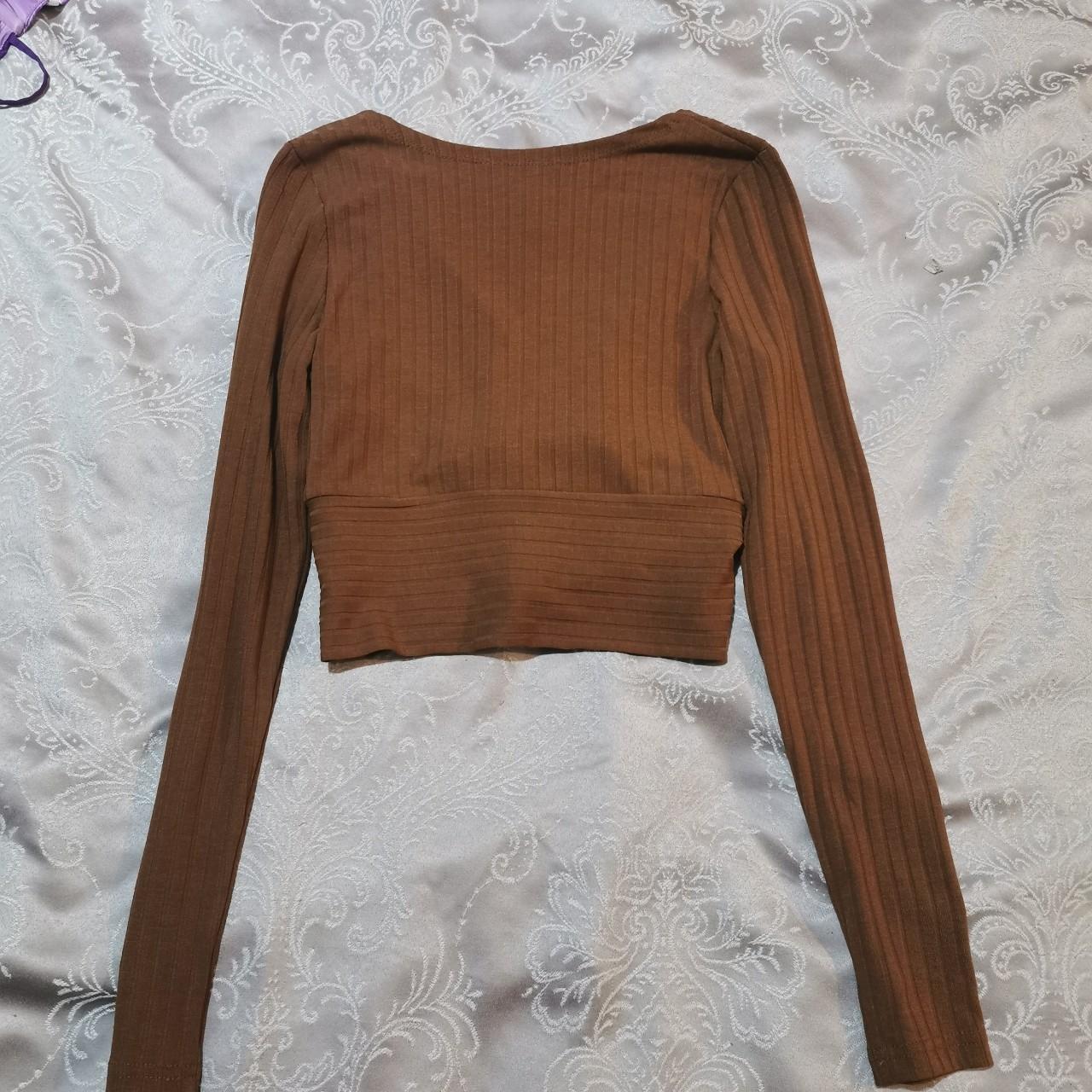 Brown shein cross top Size xs(6) - Depop