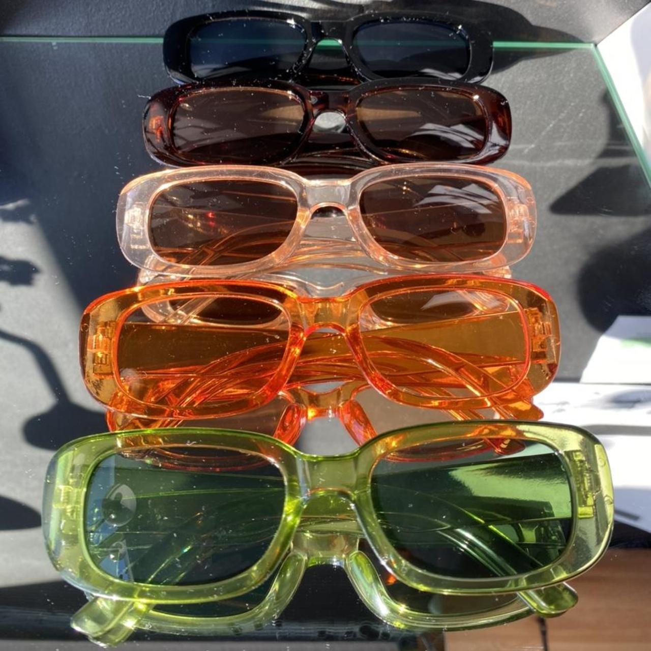 Rectangle sunglasses Green Retro Rectangle Lens... - Depop