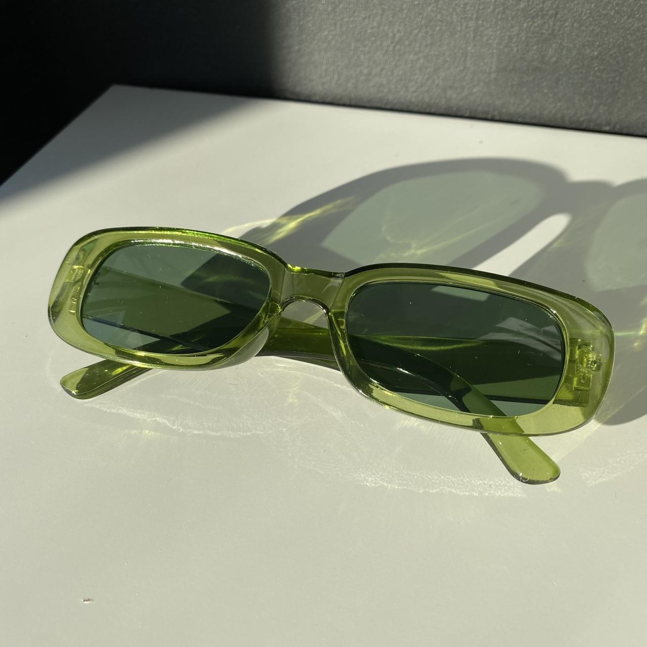 Rectangle sunglasses Green Retro Rectangle Lens... - Depop