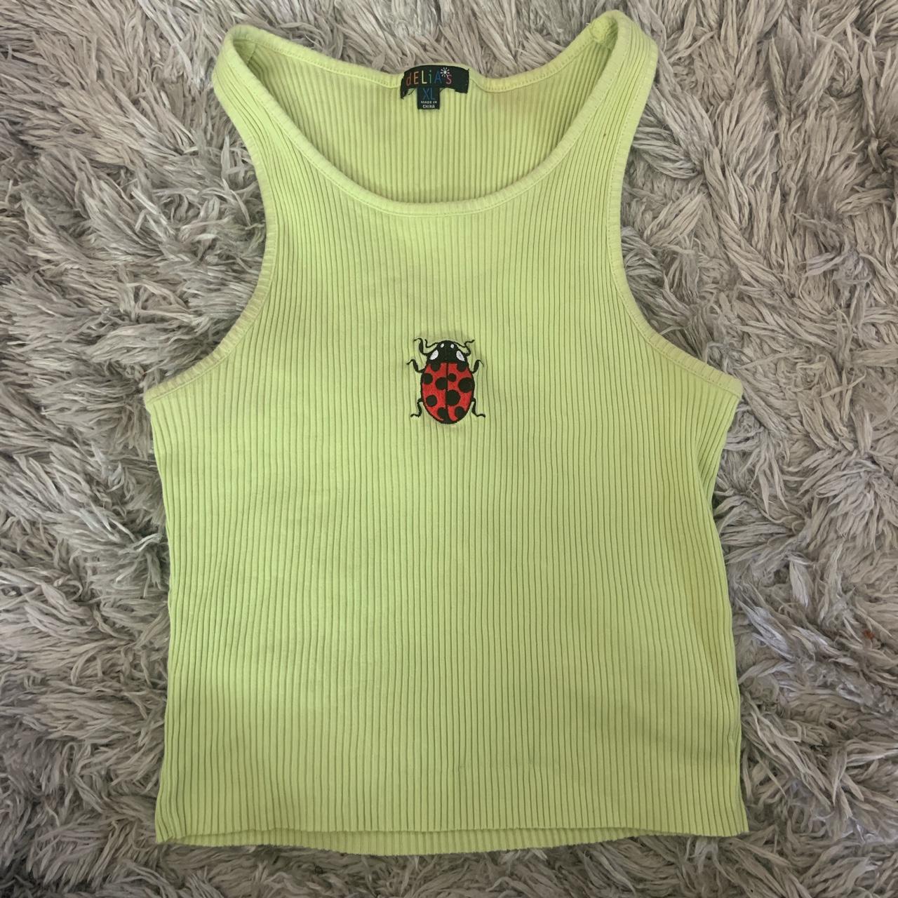 delias racer back green ladybug tank love this top j... - Depop