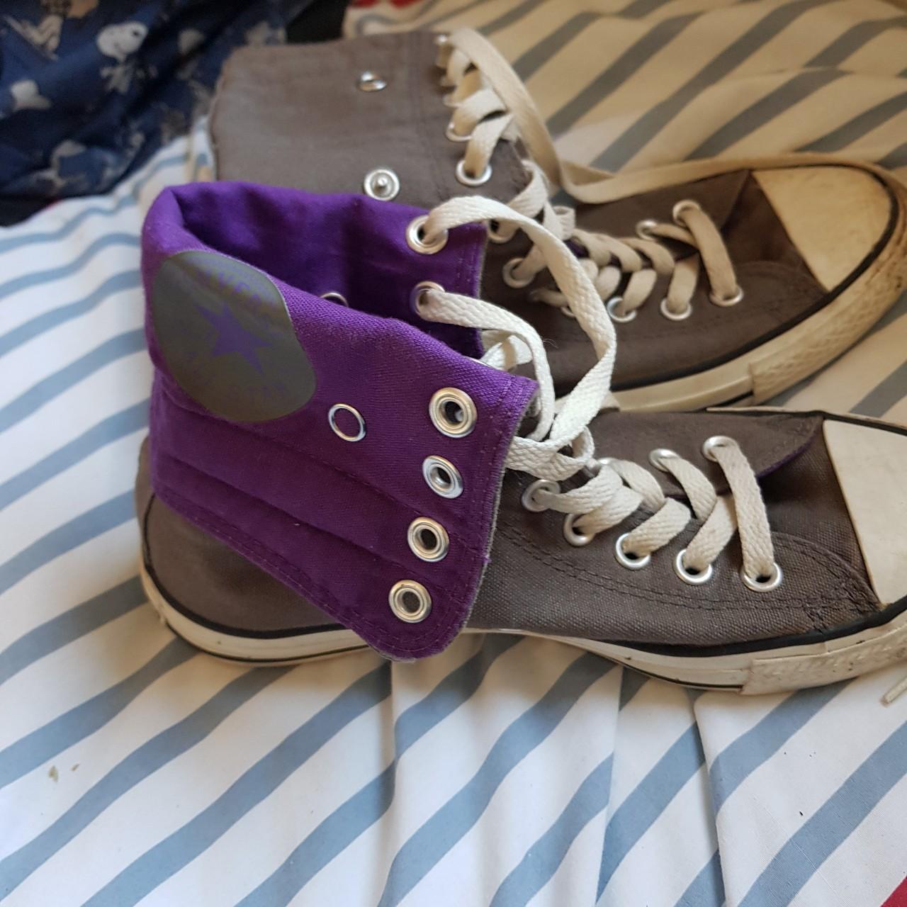 Purple/grey fold over converse Great condition... | Depop