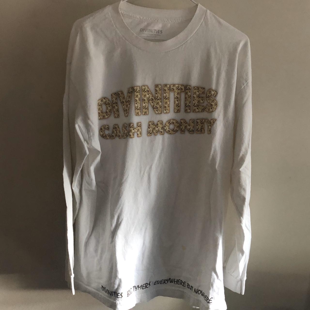 Divinities cash money shirt, small stain near the... - Depop