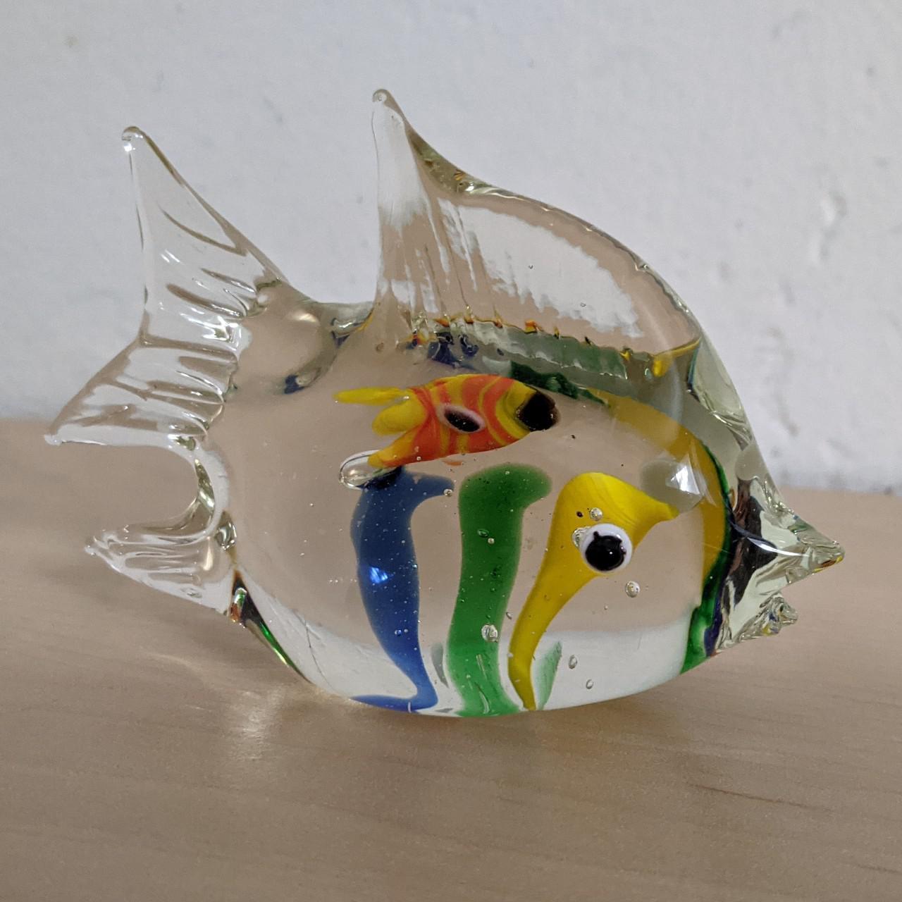 glass fish fits in the palm of your hand has a... - Depop