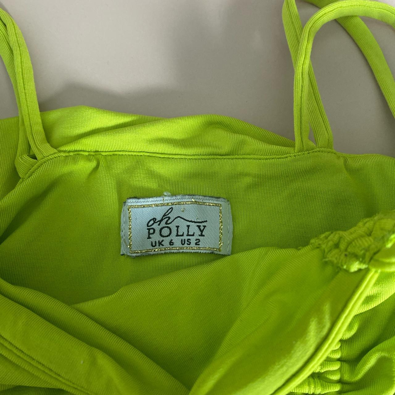 Oh polly green ruched crop top. Worn twice but... - Depop