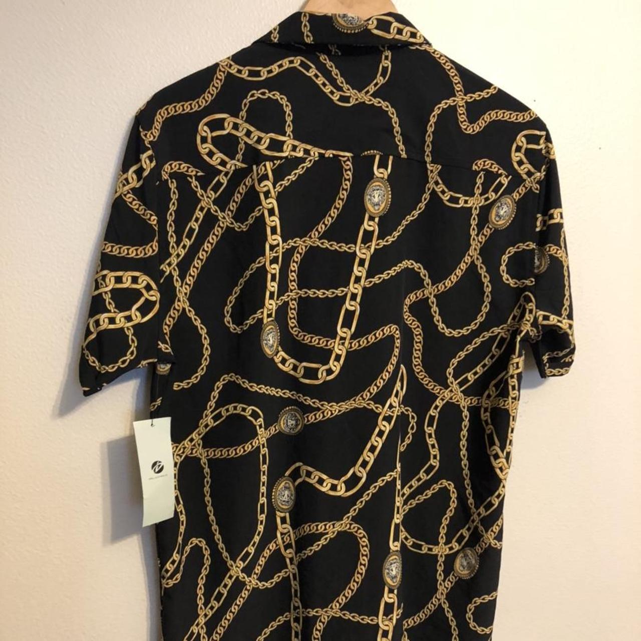 Versace polo stretch tee shirt gold chain... - Depop