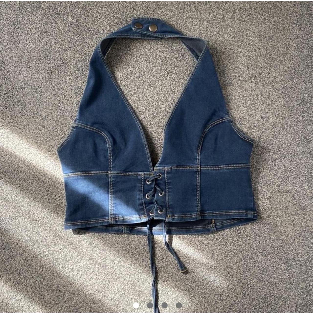 Urban outfitters denim corset vest tp Selling... - Depop