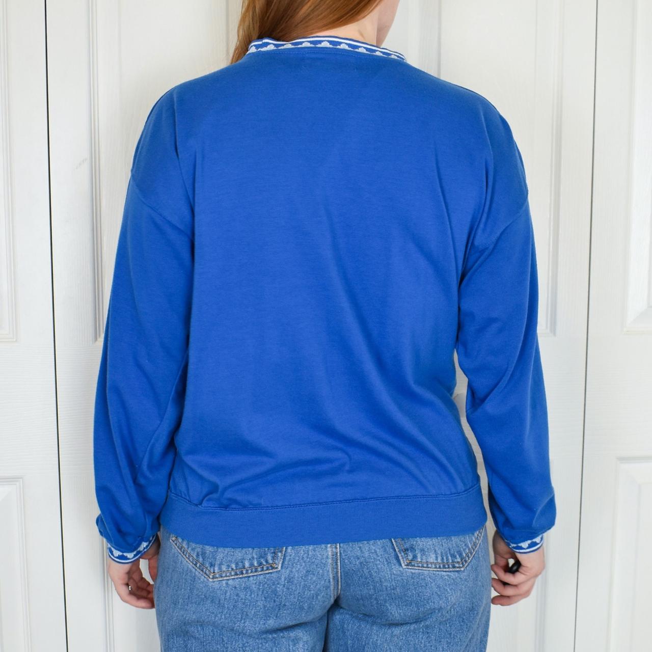 Vintage blue grandma cardigan Blue long sleeve... - Depop