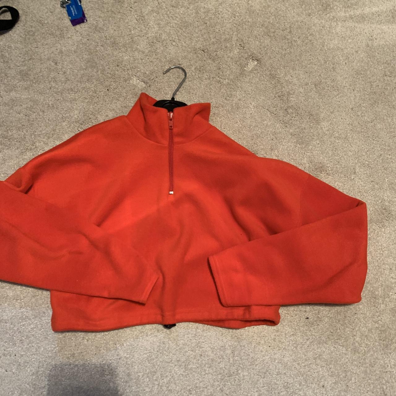 cropped red urban outfitters fleece, worn a few... - Depop