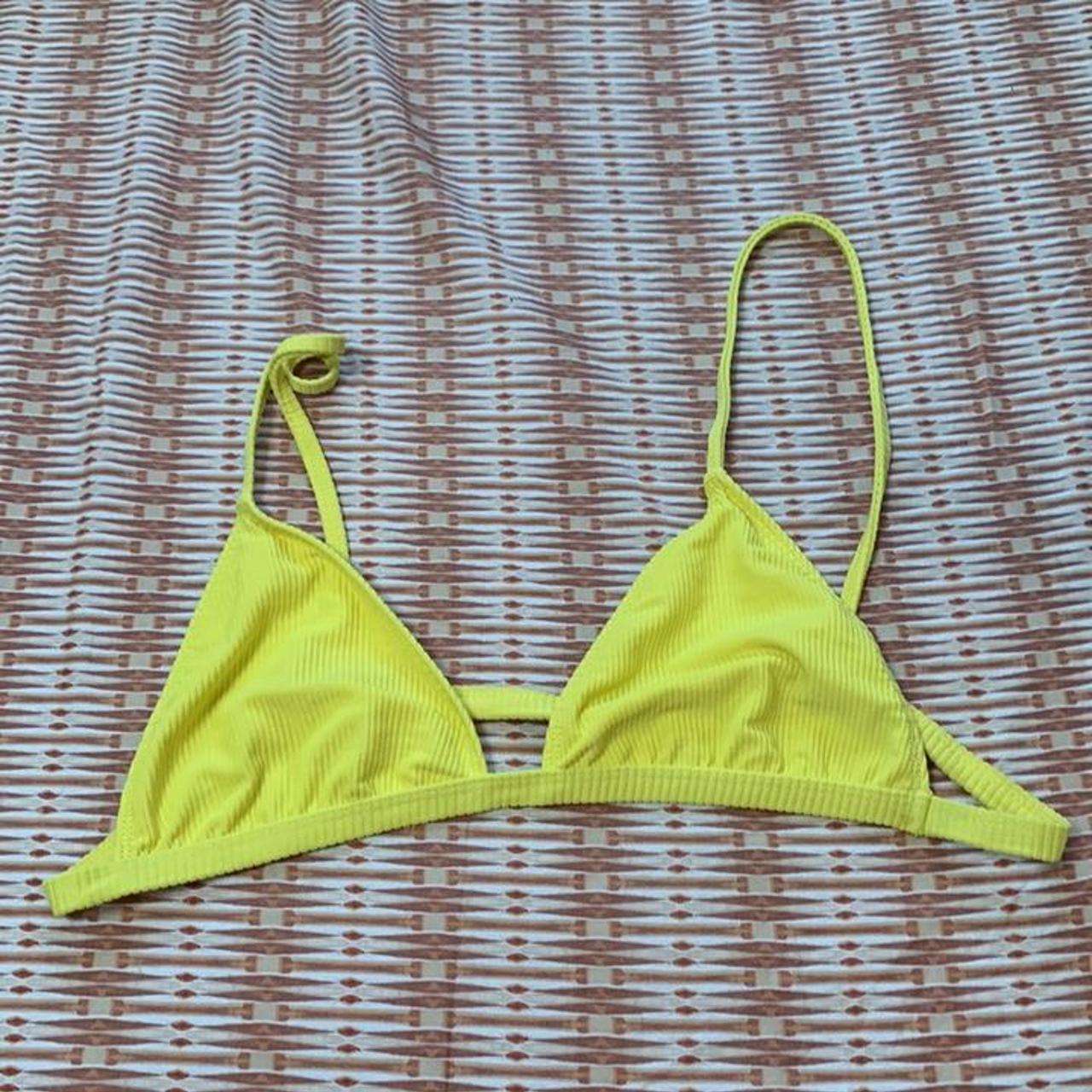 American Apparel Women's Yellow Bikini-and-tankini-tops | Depop