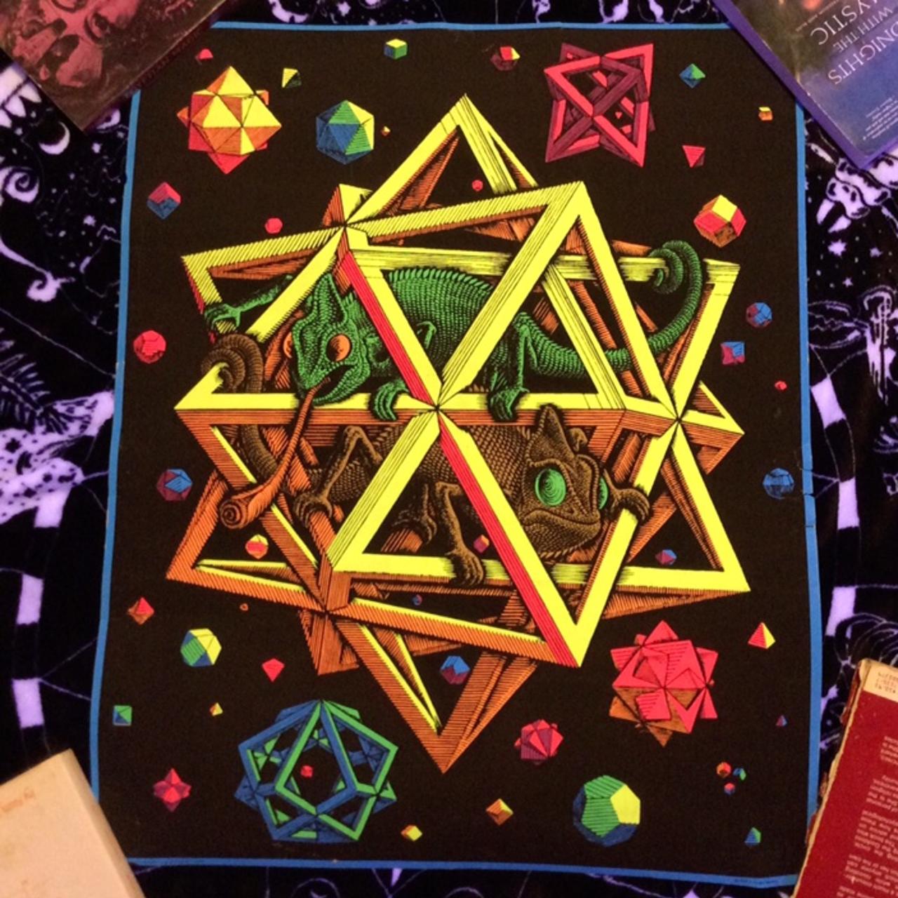 MC Escher Stars 60s Vintage Blacklight Poster! Wear... - Depop