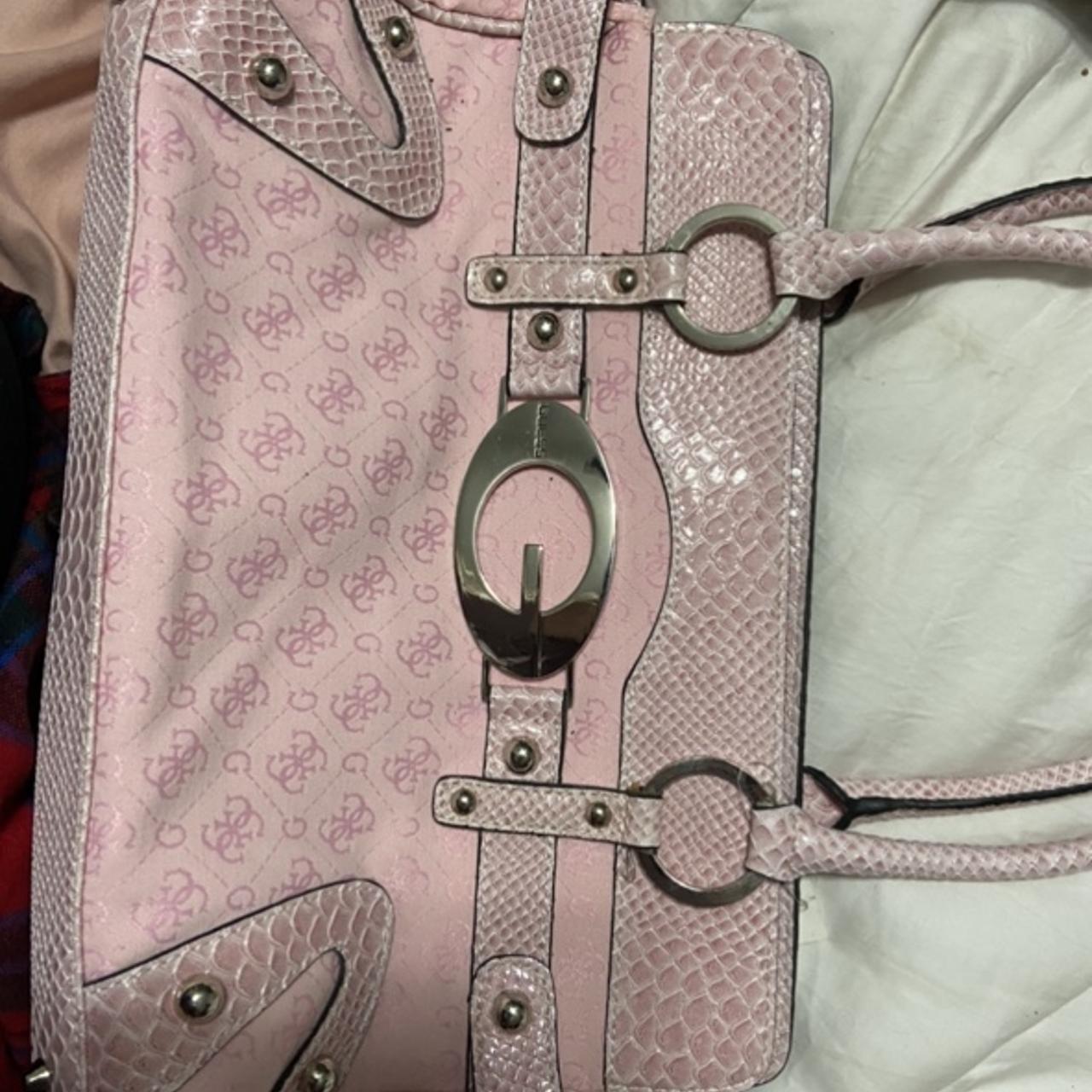 beautiful vintage pink guess bag w/ silver and... - Depop