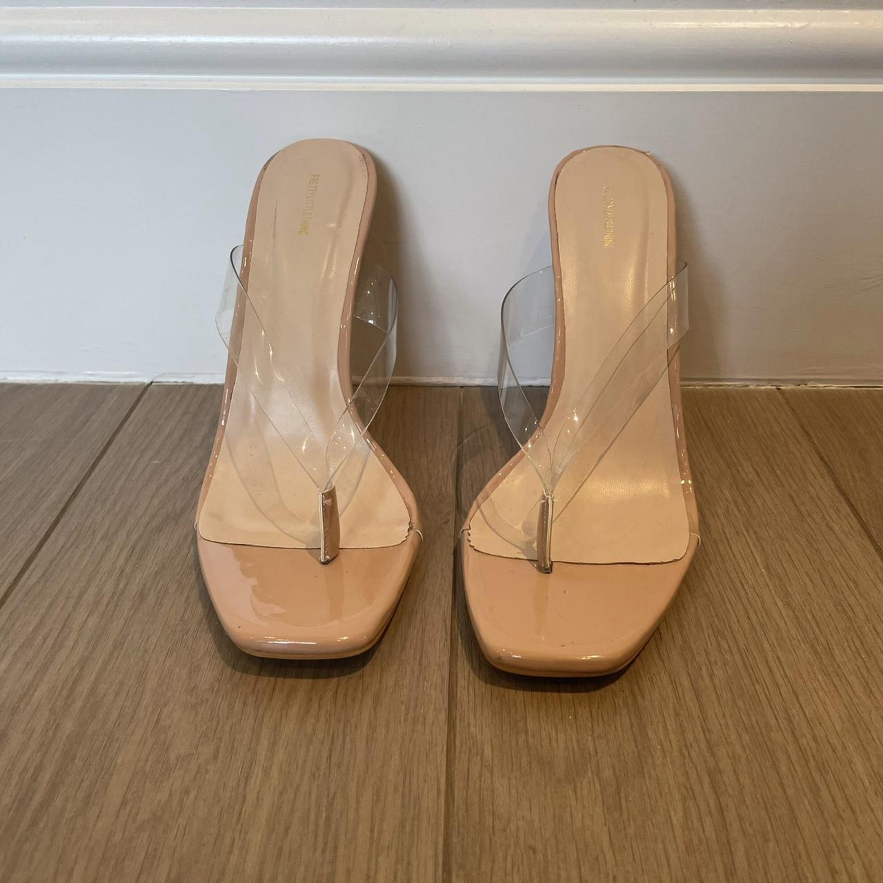 PrettyLittleThing Clear Flip-Flop Strap Nude Heel... - Depop PrettyLittleThing Clear Flip-Flop Strap Nude Heel... - Depop