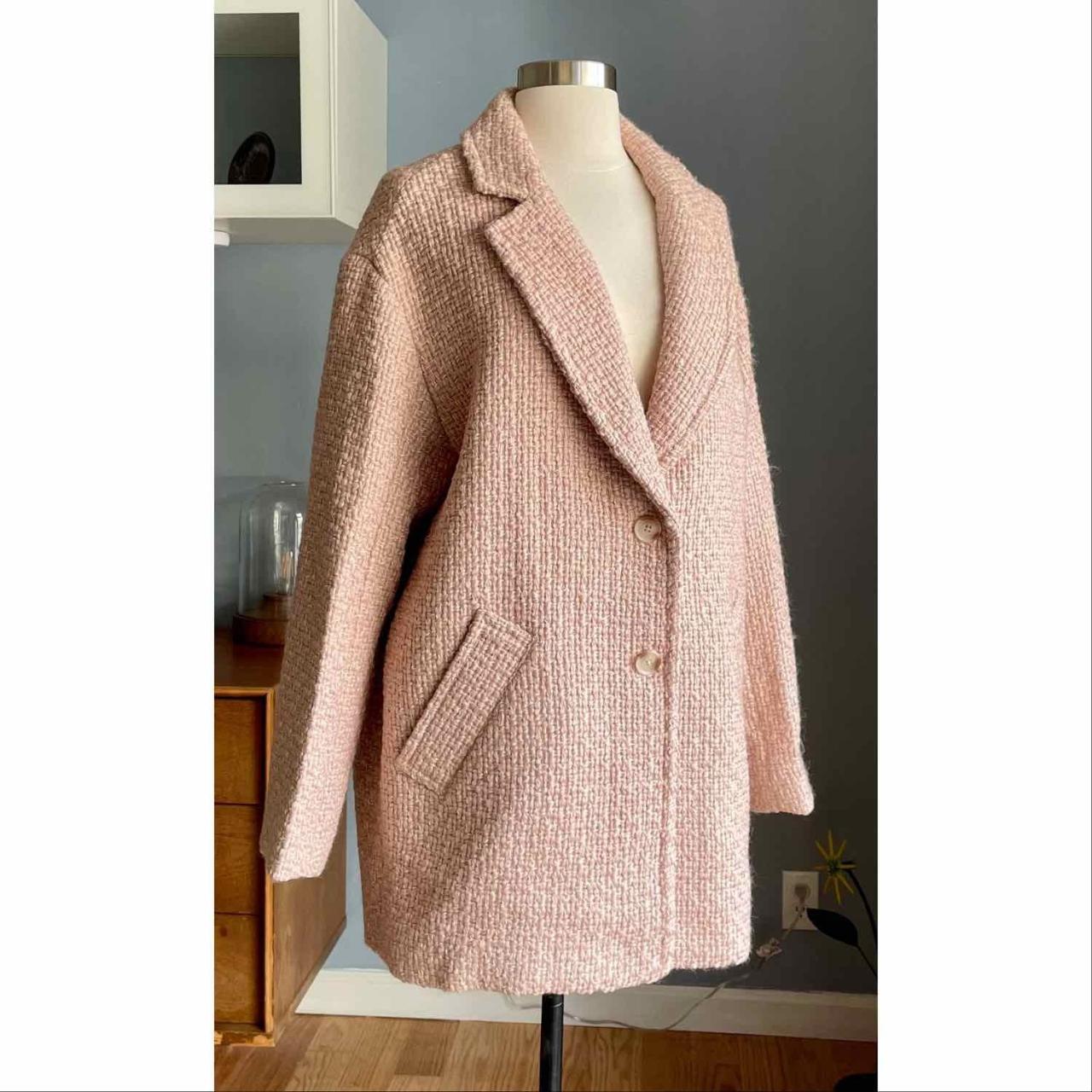 Abercrombie & Fitch Pink Tweed Coat New With... - Depop