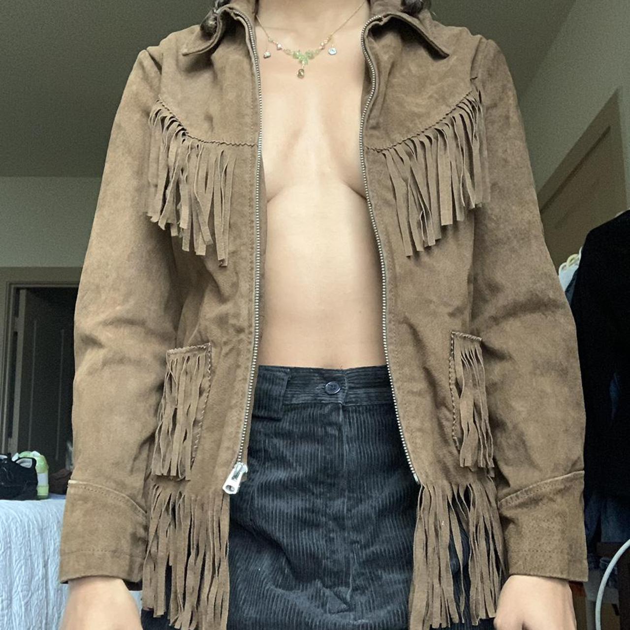 Suuuper fun suede fringe jacket Size S - Depop