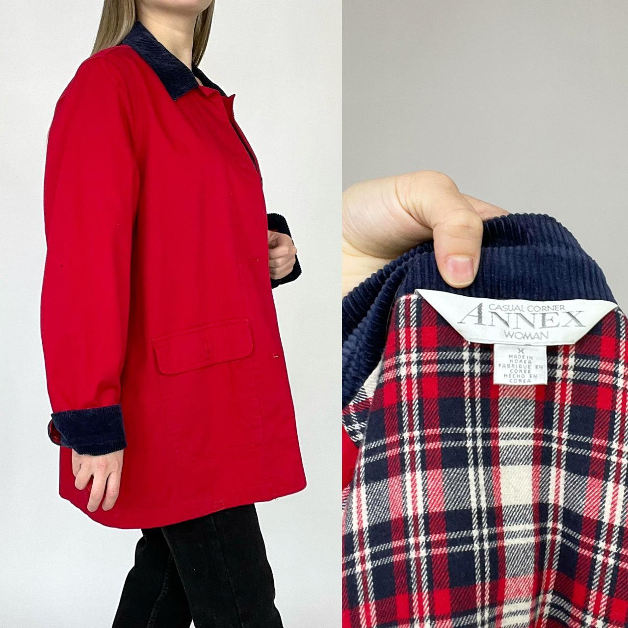 Vintage red chore coat with a plaid interior lining!... - Depop