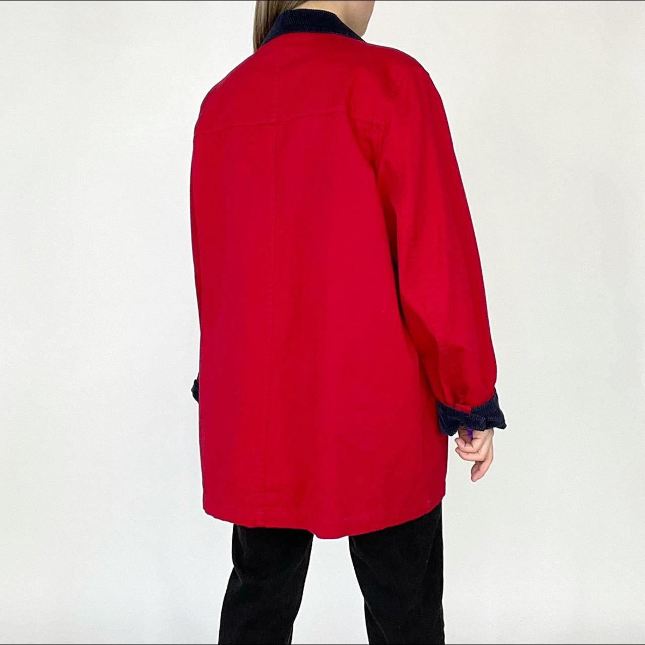Vintage red chore coat with a plaid interior lining!... - Depop