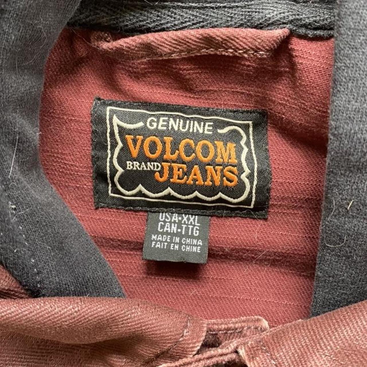vintage volcom jacket burgundy & black super... - Depop