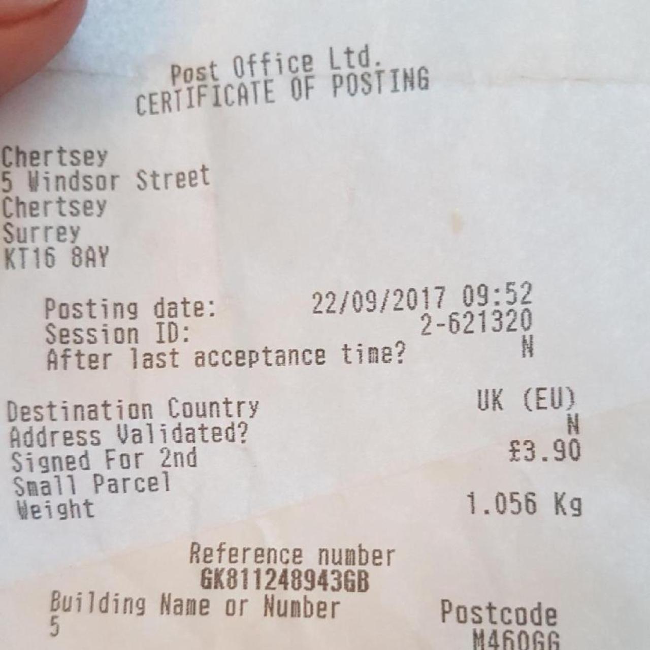 Proof of postage - Depop