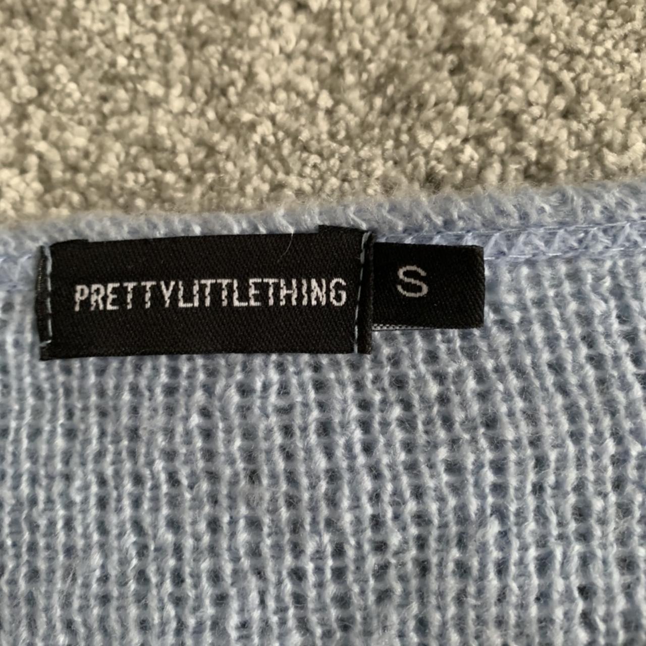 Pretty little thing Blue V Neck Off Shoulder Soft... - Depop