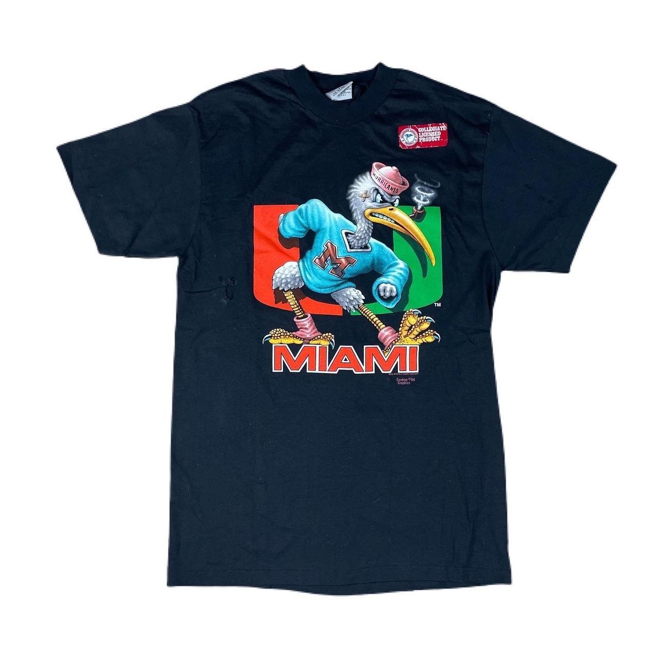 1990 Vintage Miami Hurricanes 3D Graphic T-shirt (a... - Depop