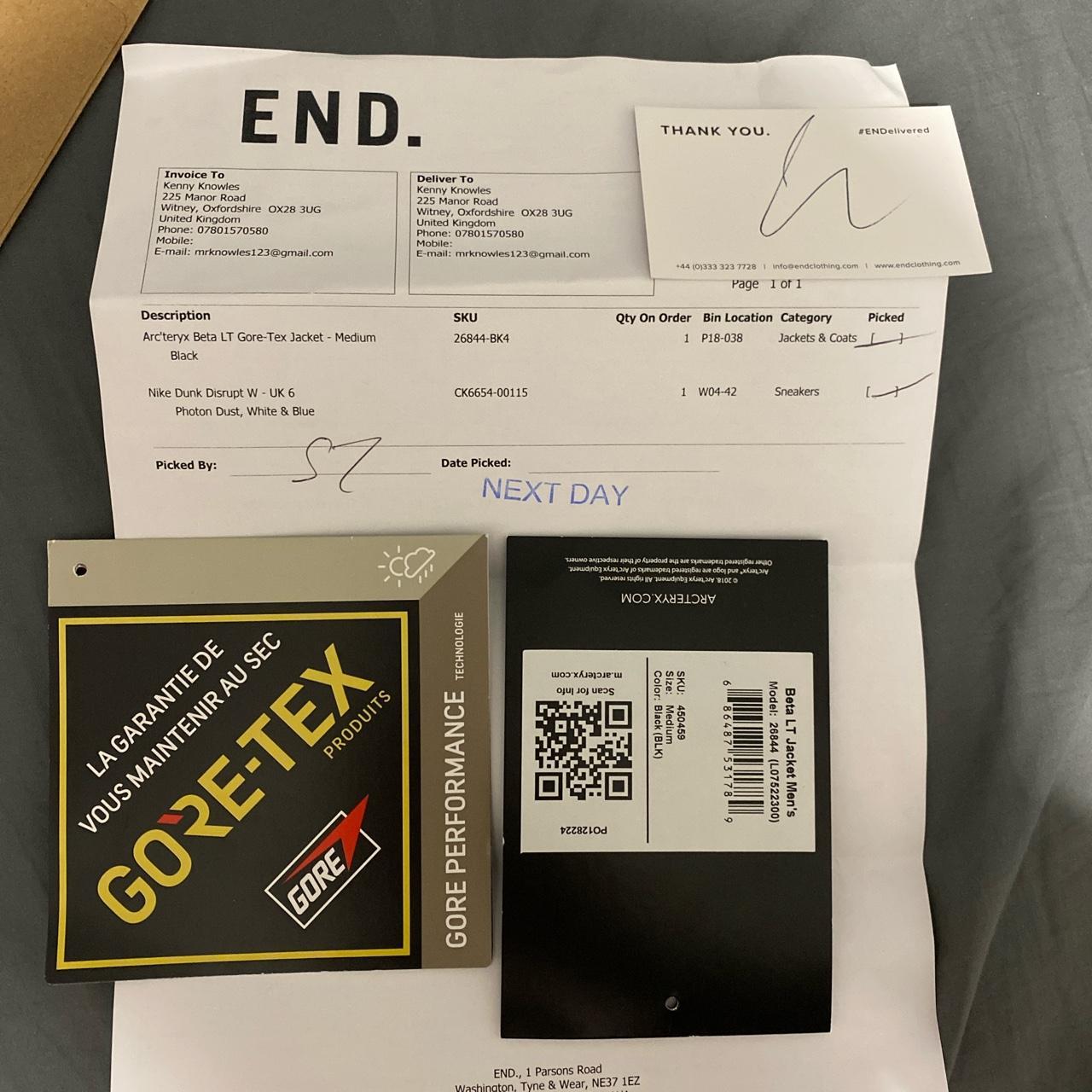 The arcteryx receipt - Depop