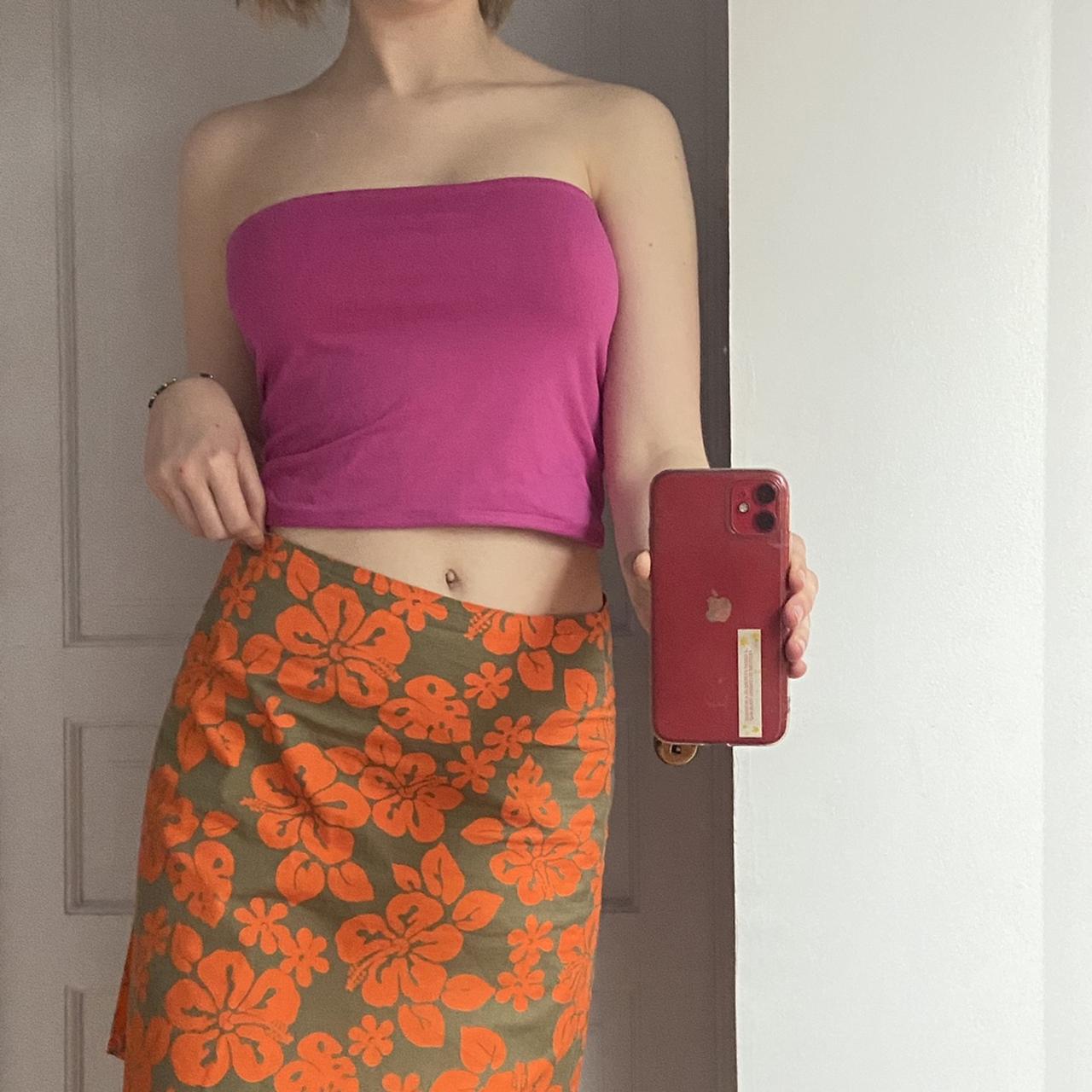 What!! Supra 00s hot pink slinky boob tube w open... - Depop