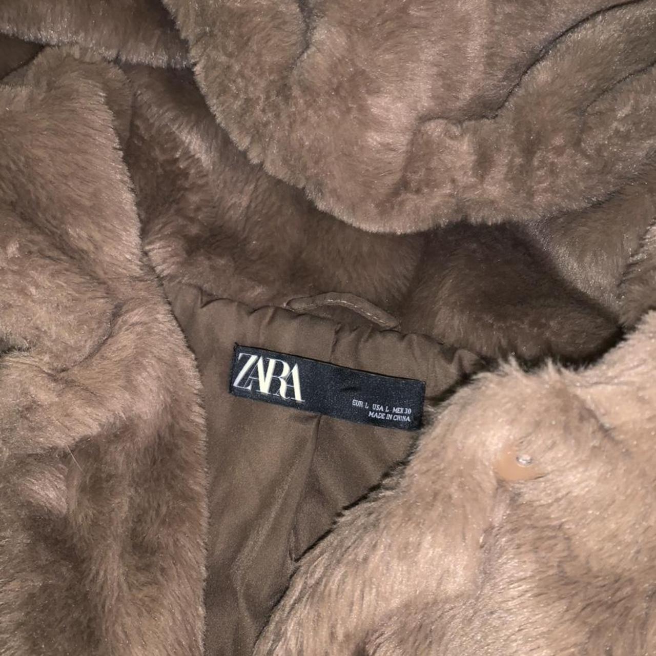 Zara fur jacket with hood Really soft and warm Size... - Depop