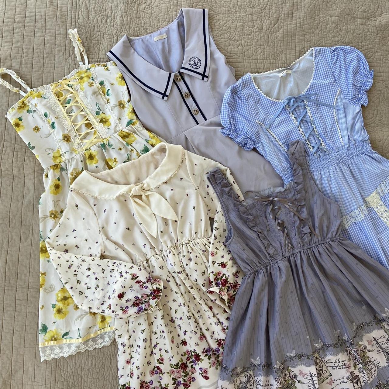 Women's Yellow and Cream Dress | Depop