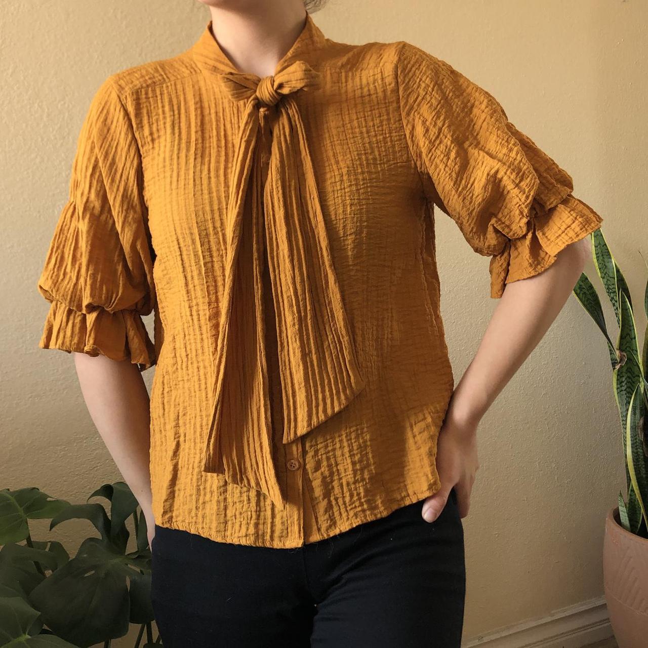 Zara Mustard Color Blouse Size small Super cute... - Depop