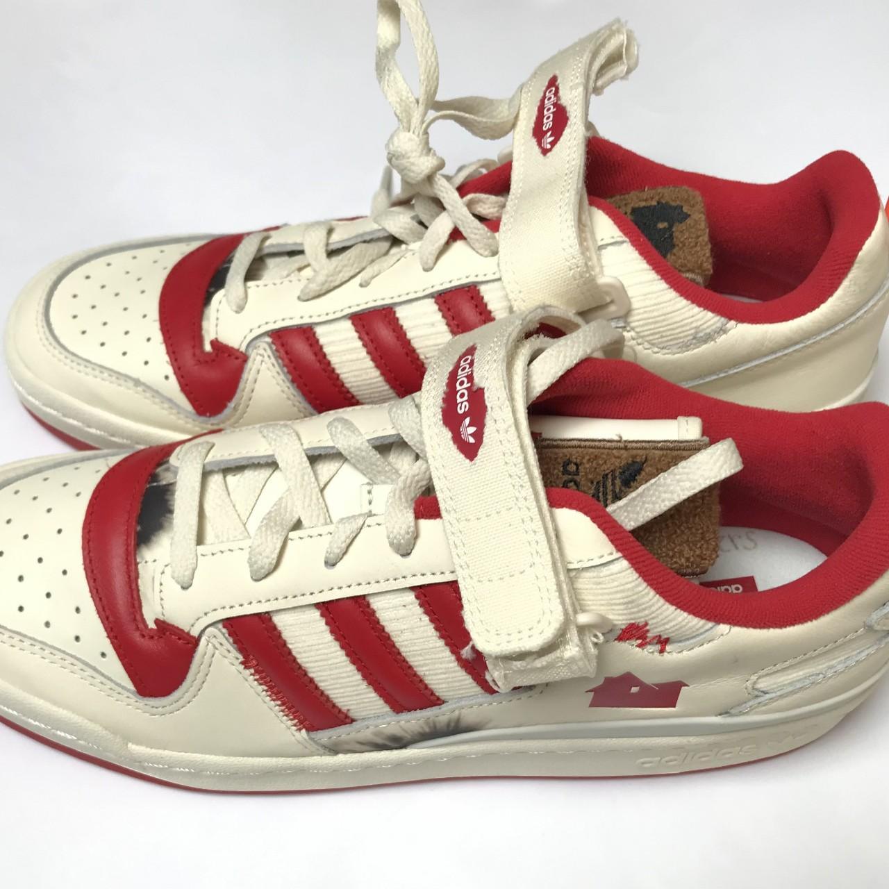 Adidas Men's Red and Cream Trainers | Depop