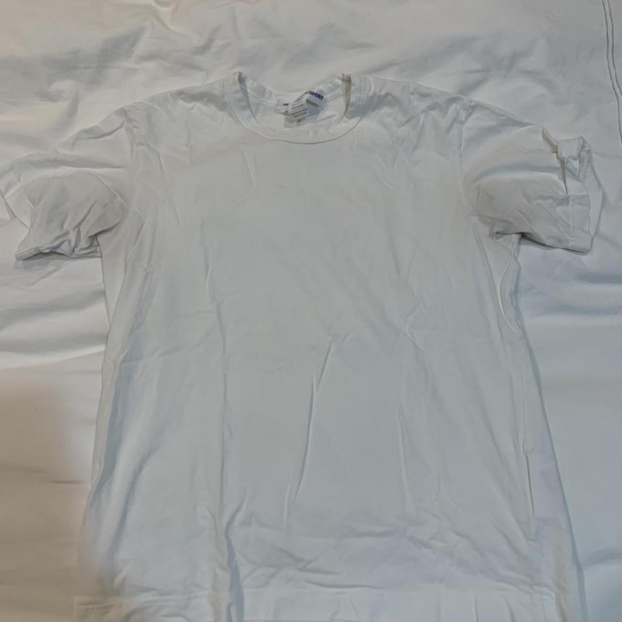 Cdg white short sleeve crew neck Size small Stain... - Depop