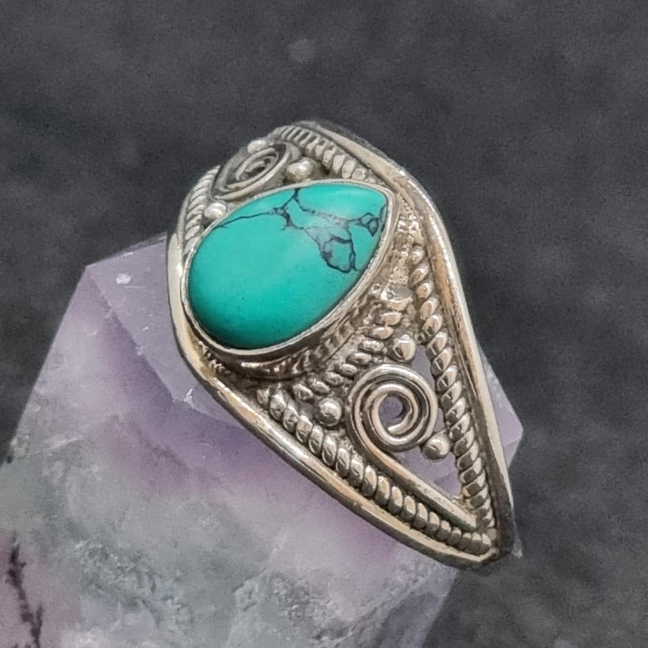 Hand crafted silver ring. A teardrop shaped... - Depop