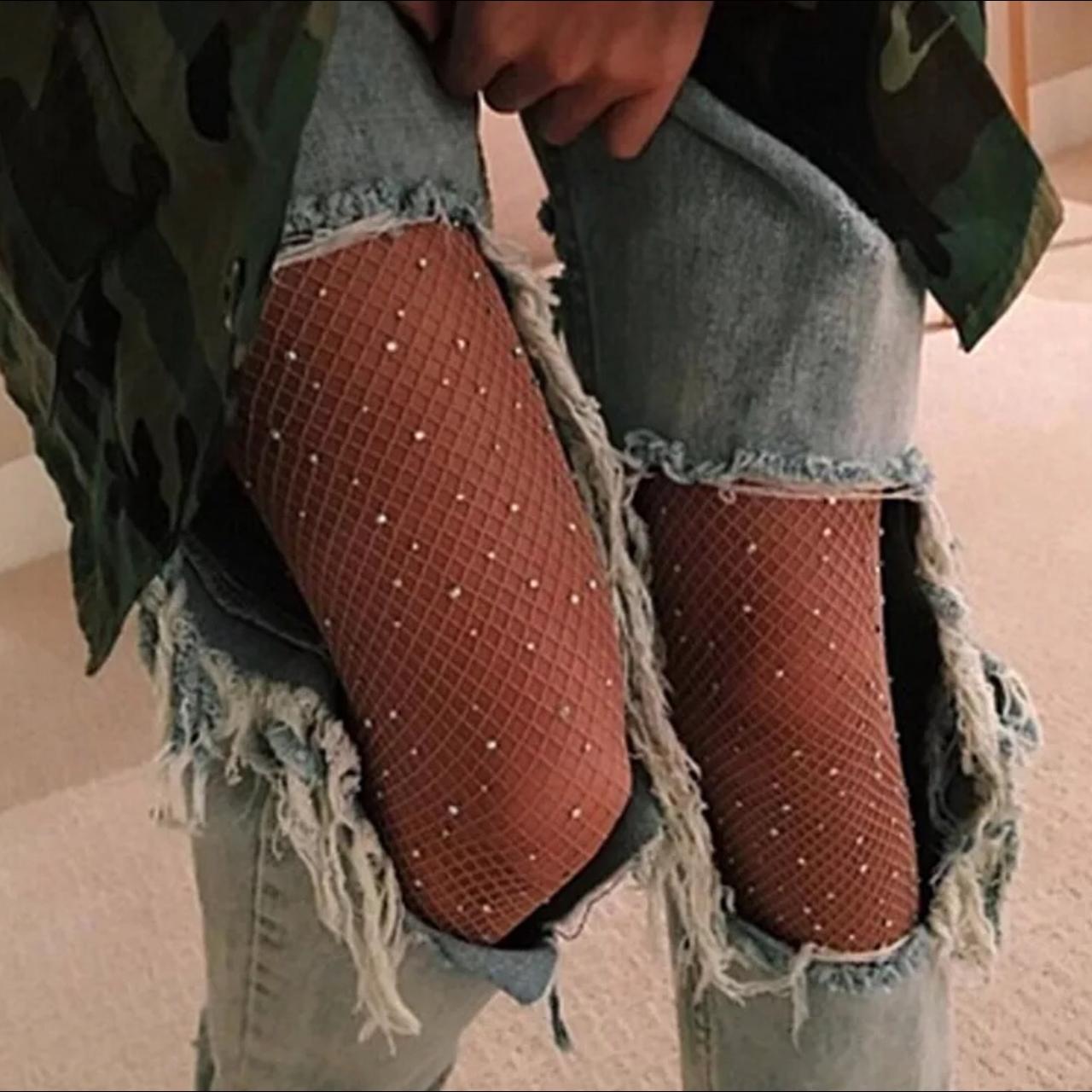 Glitter rhinestone fishnets • one size fits all Xs... - Depop