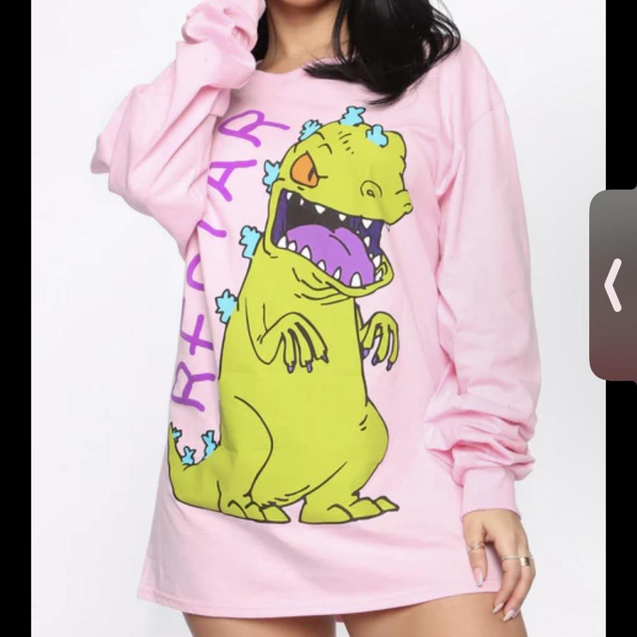 Pink Rugrats Reptar oversized fashion nova t shirt... - Depop