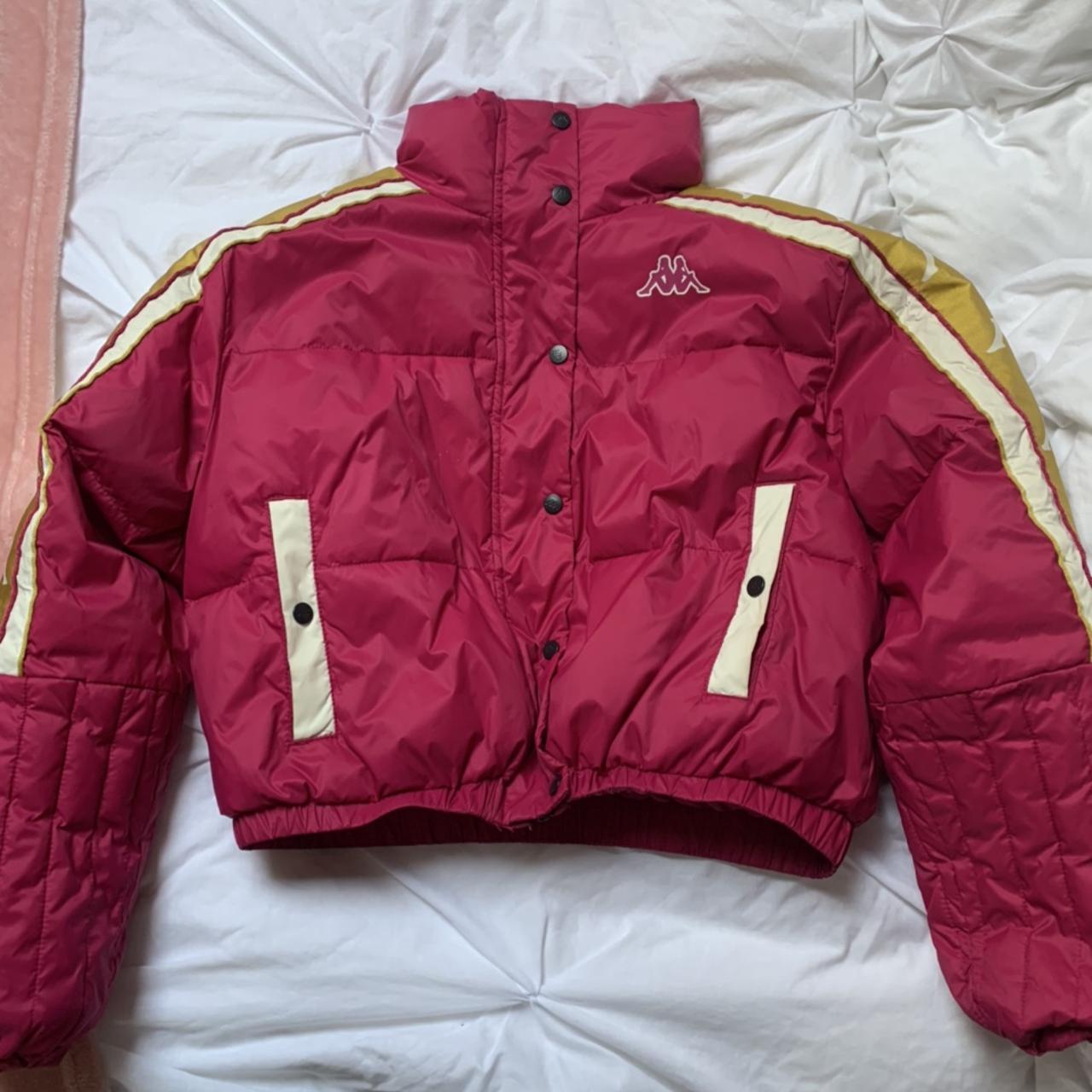 Kappa cropped pink puffer. Great condition. Price... - Depop