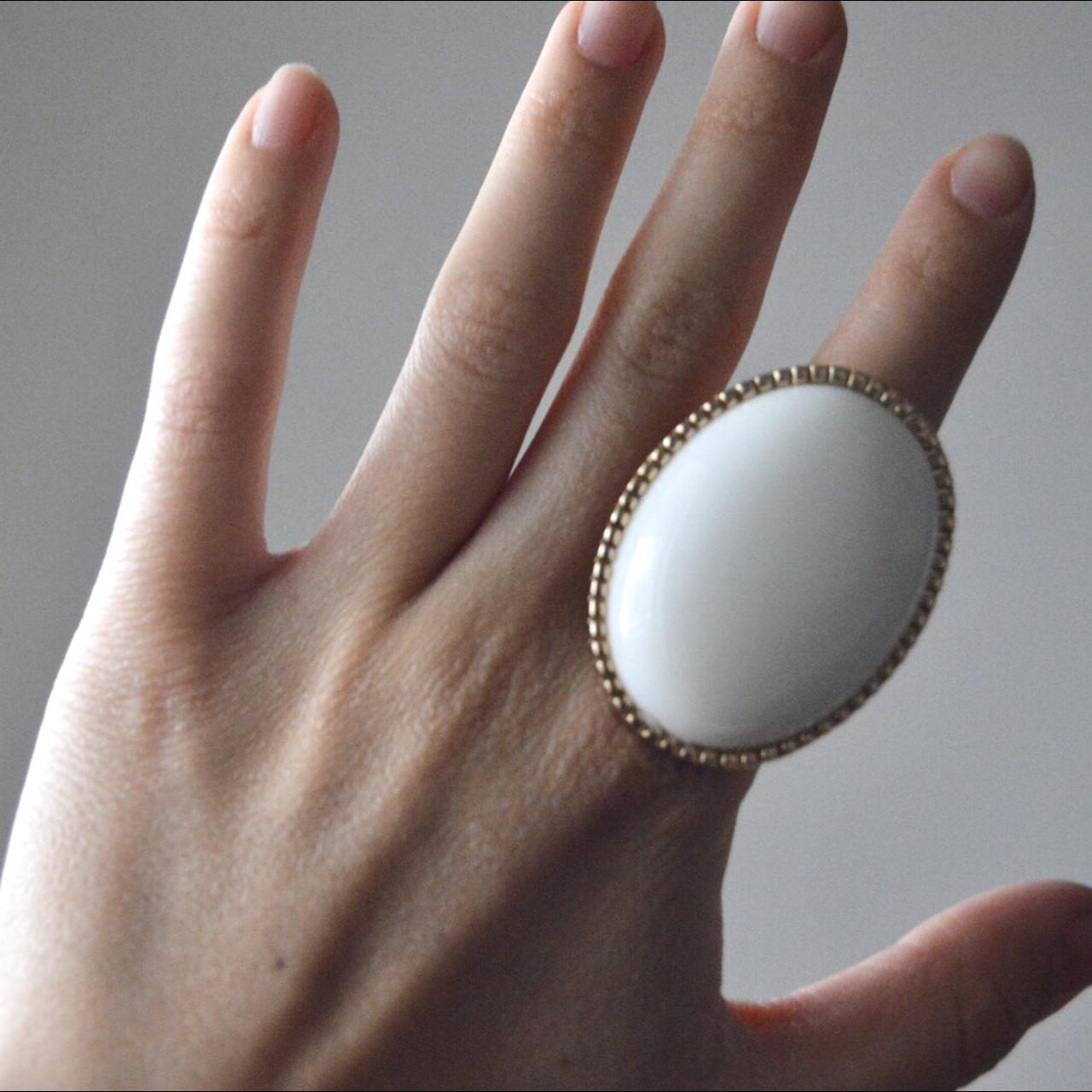 Giant white and gold colored Aldo ring! (Keep in... | Depop