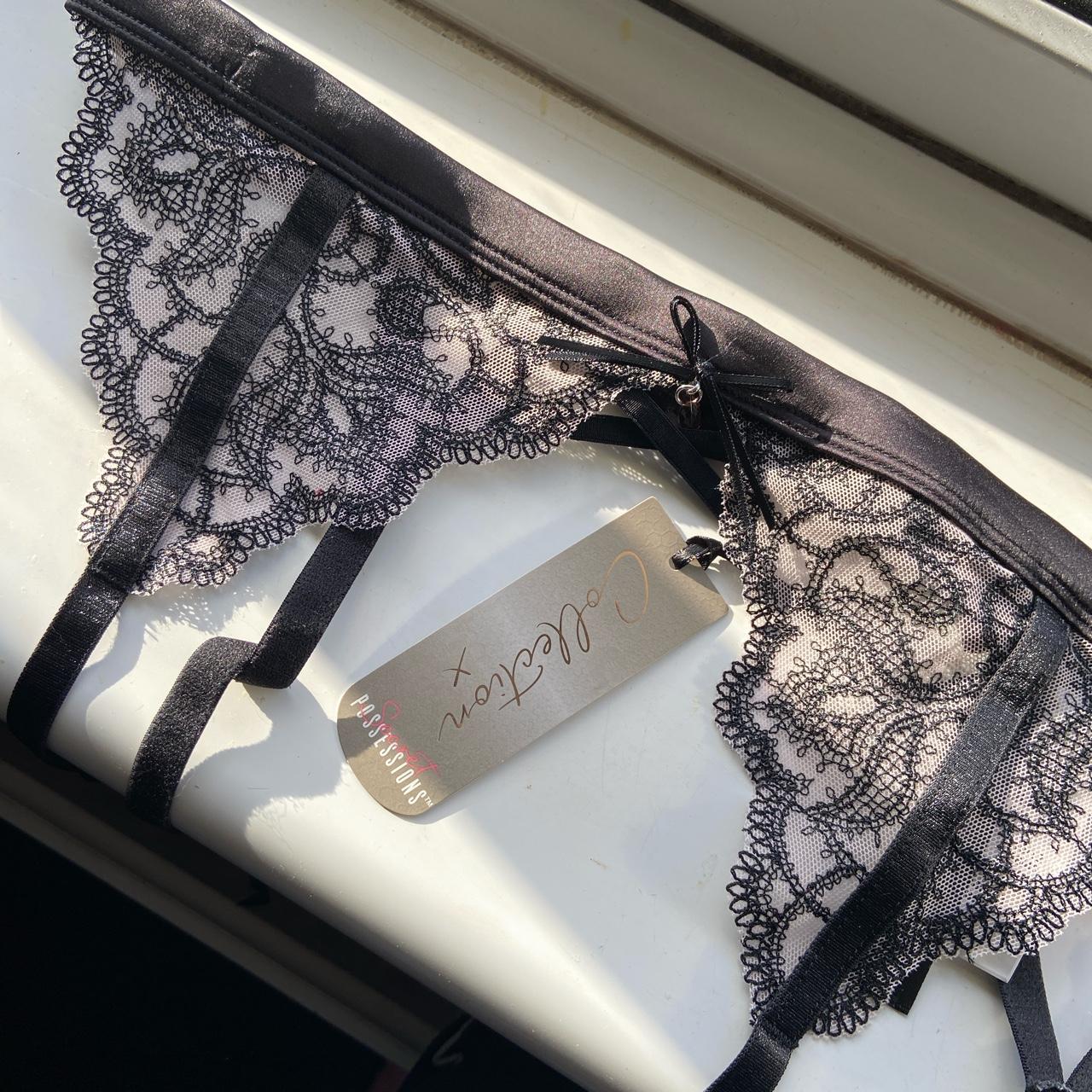 stunning black and blush lace Suspender Belt Brand... - Depop