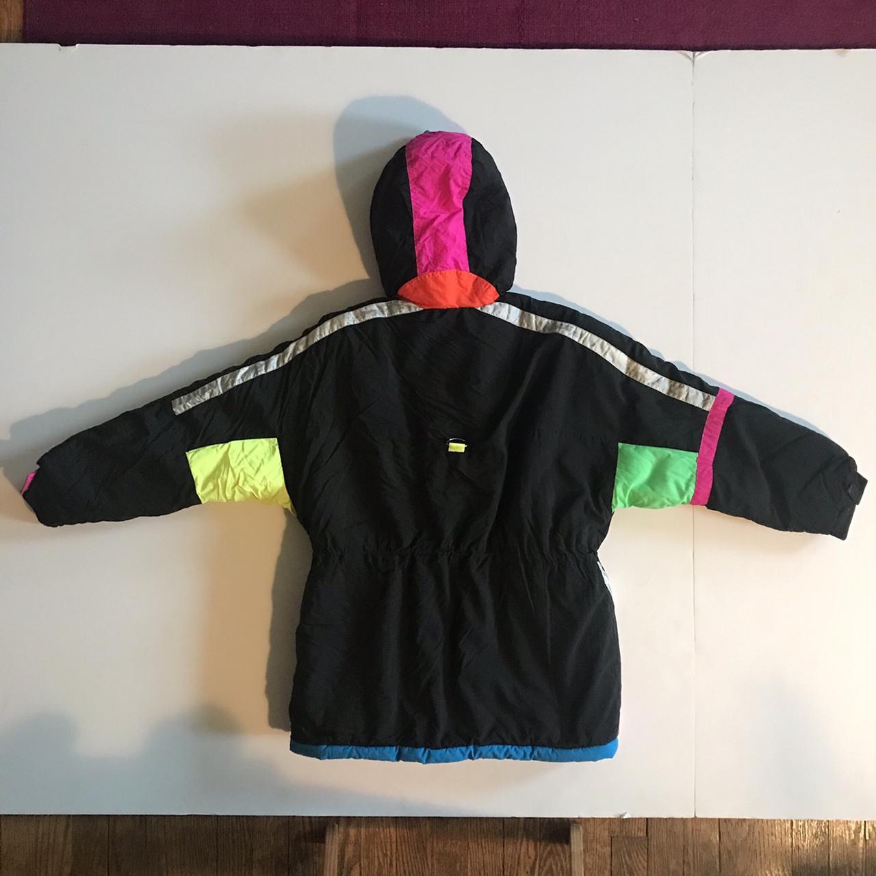 Awesome hyper techno colored ski jacket/coat with... - Depop