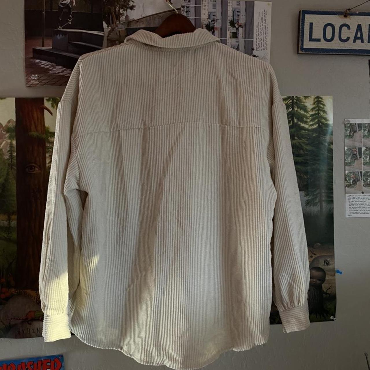 long sleeve cream colored button up corduroy... - Depop