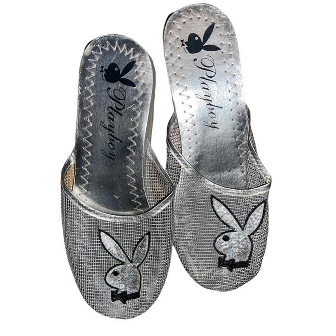 Silver metallic Playboy house slippers. They remind... - Depop