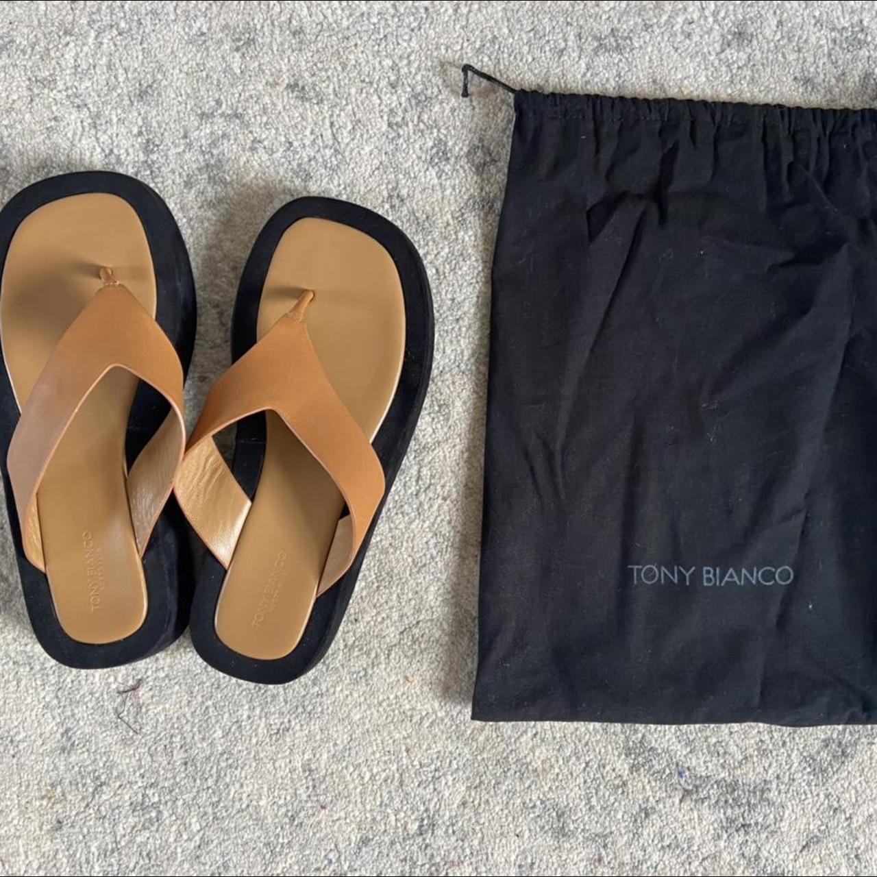 Tony Bianco Ives Tan Como 3.5cm Sandals. Shoe bag... - Depop