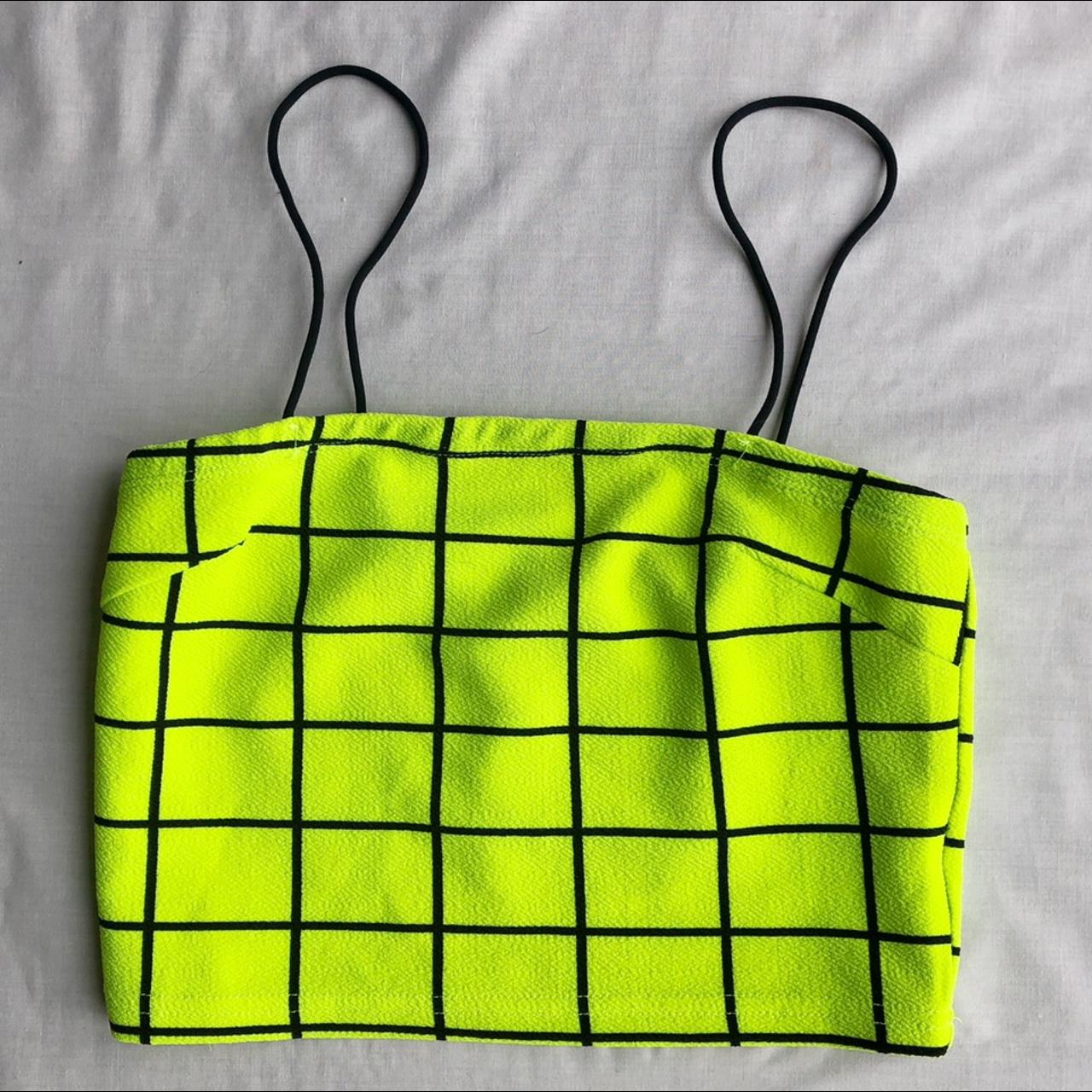 LIME GREEN RAVE TOP lime neon green string bandeau... - Depop