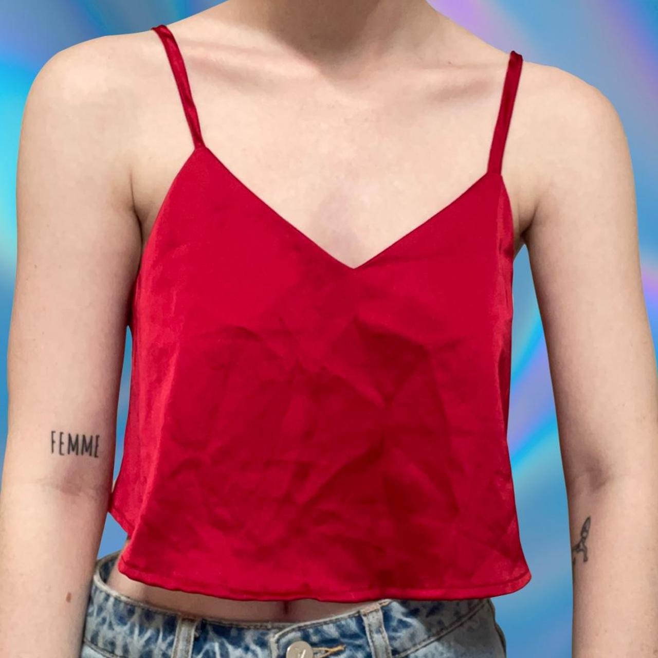 CAITLIN VEE cropped red silk cami Bought from a... - Depop