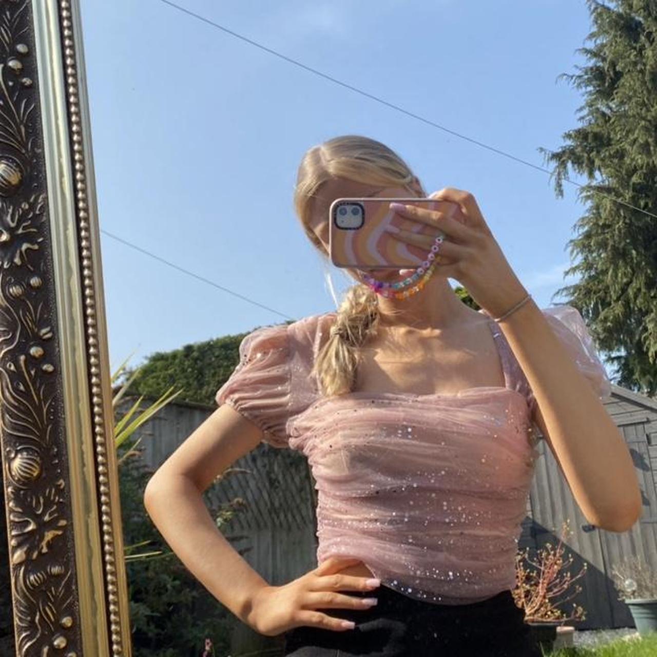 gorgeous mesh sparkly top from missguided only worn... - Depop