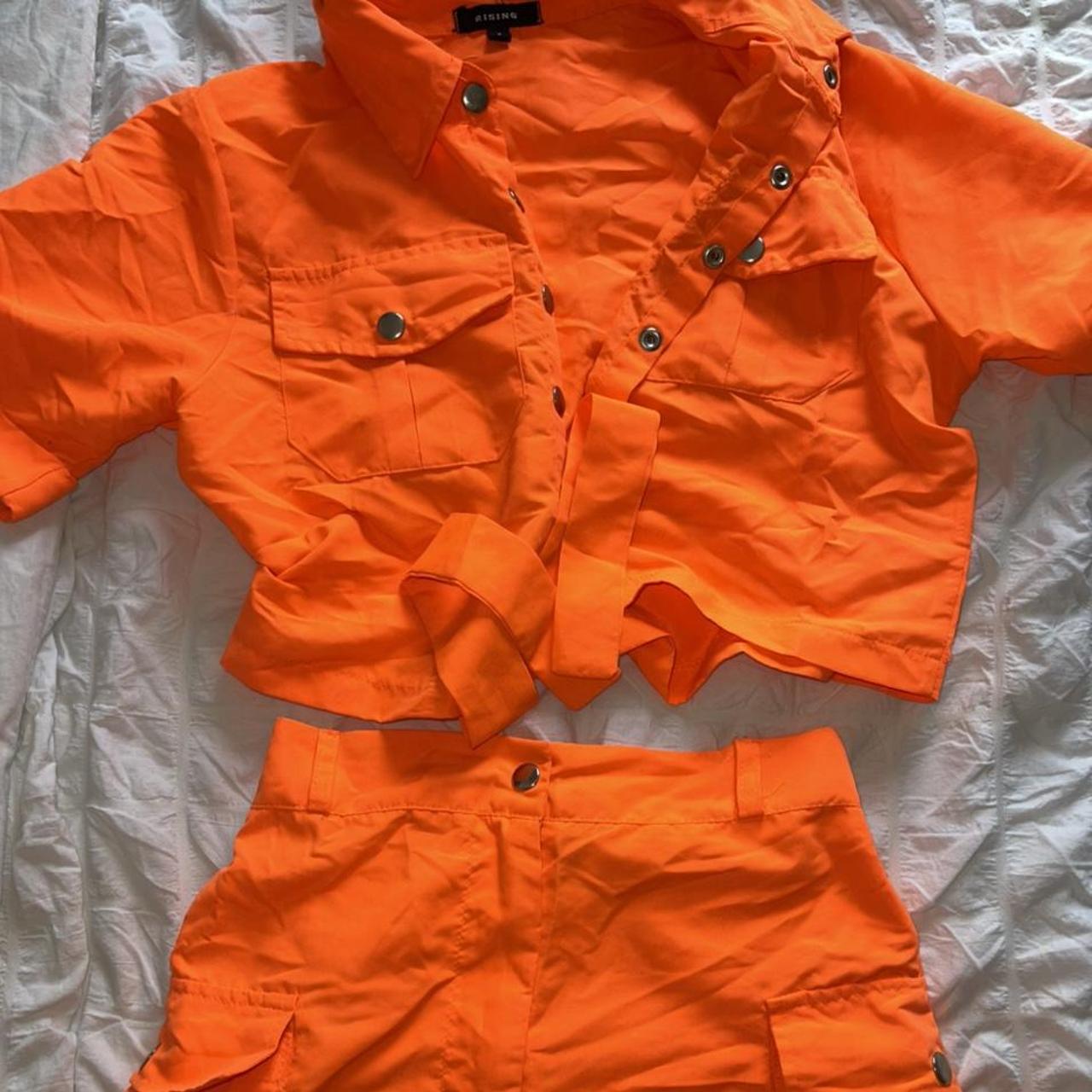 Orange two piece festival fit, worn once, perfect... - Depop