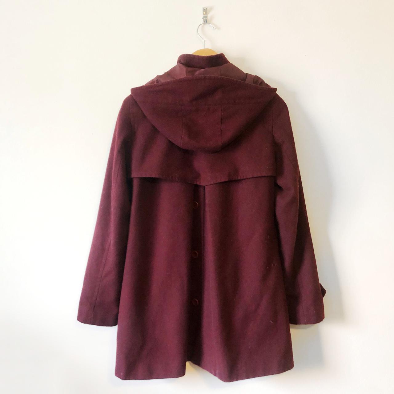 🍄 Maroon wool winter coat 🍄 features a-line shape,... - Depop