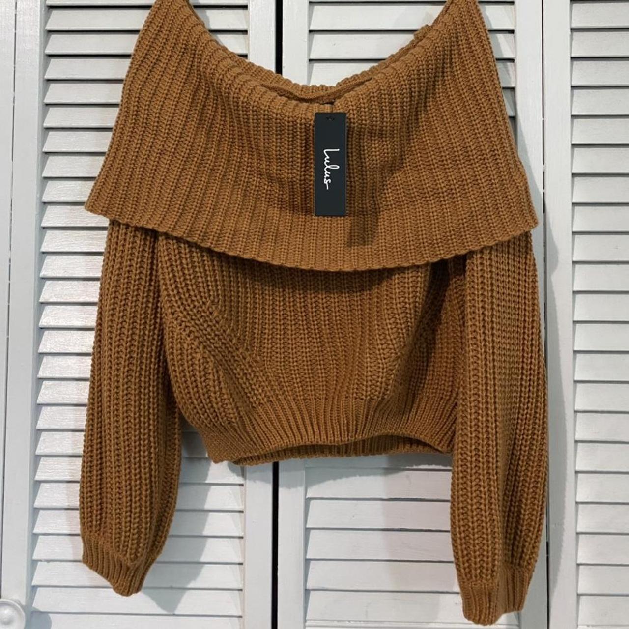 Lulus off the shoulder knit sweater Size... - Depop