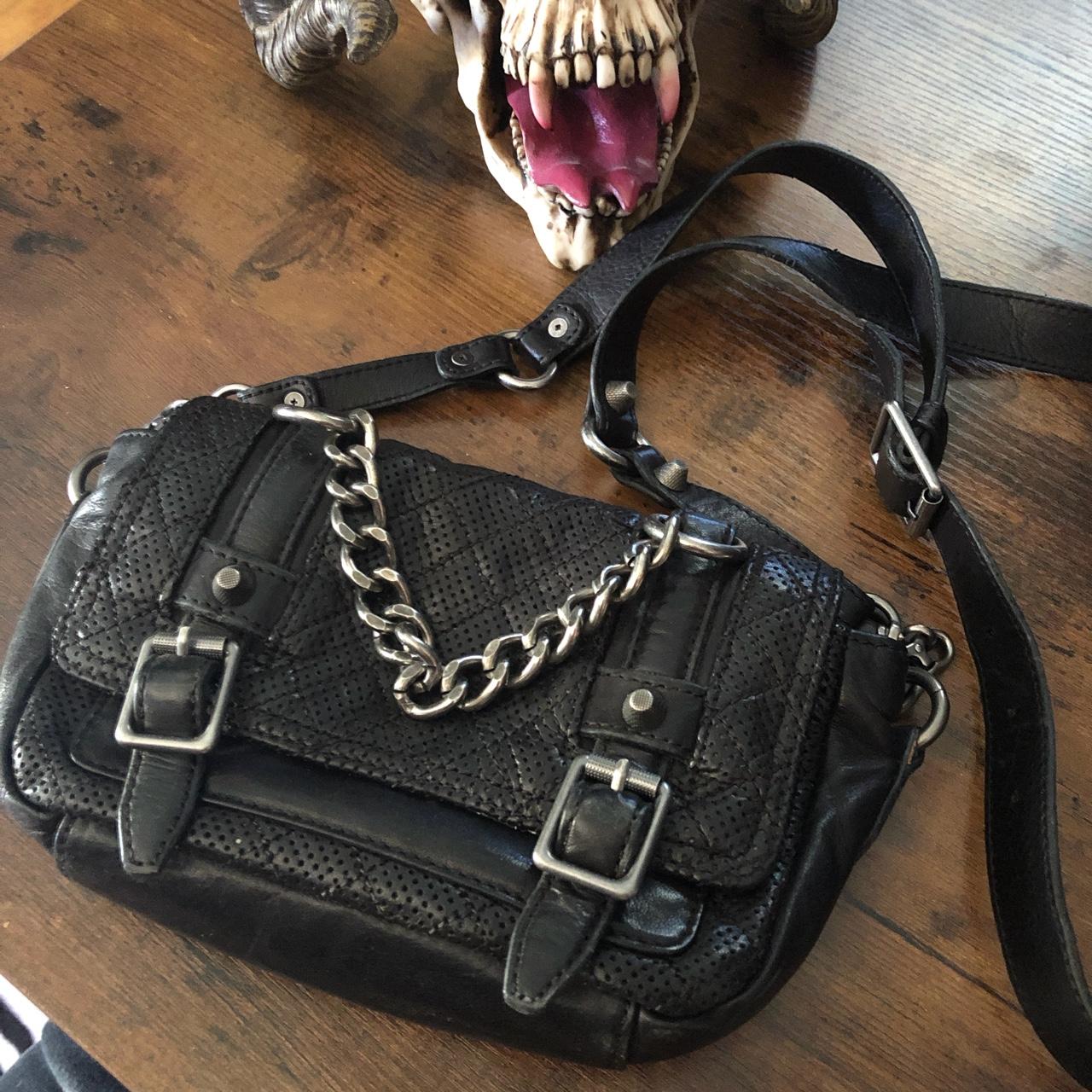 Biker fashion purse w/ chain accents and adjustable... - Depop