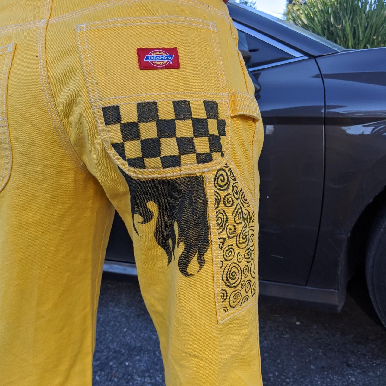 SUPER CUTE HAND DRAWN CUSTOM YELLOW DICKIES!!!! Art... - Depop